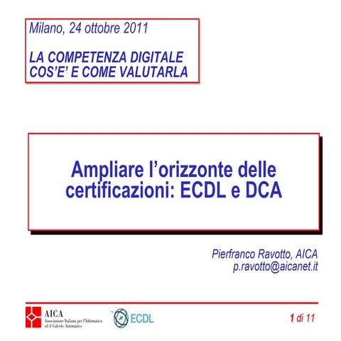 ECDL + DCA = ECDL Smart | PPT