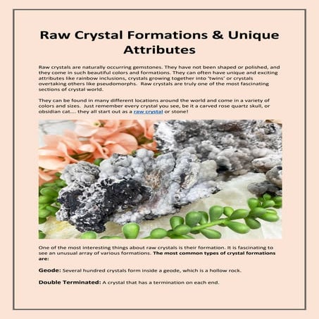 Raw Crystal Formations & Unique Attributes | PDF | Geology | Science