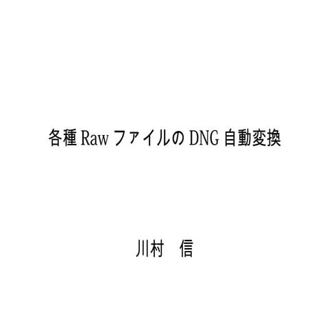 各種Rawファイルのdng自動変換 | PPT
