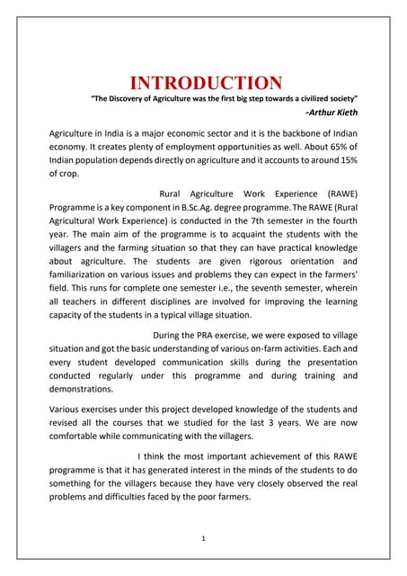 agriculture Field visit report | DOCX