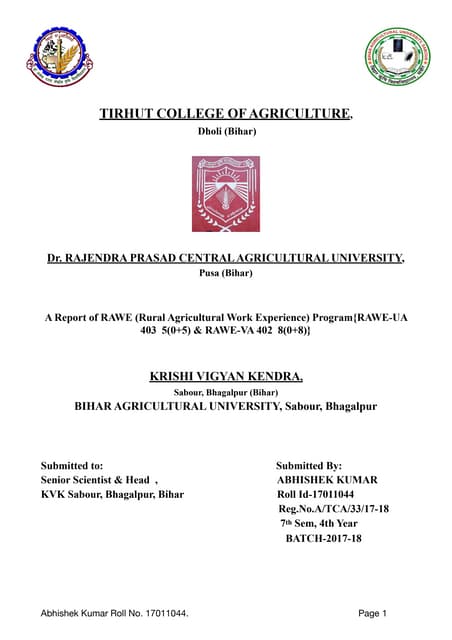 agriculture Field visit report | PDF