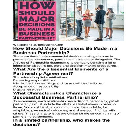 HOW SHOULD MAJOR DECISIONS BE MADE IN A BUSINESS PARTNERSHIP? | PDF