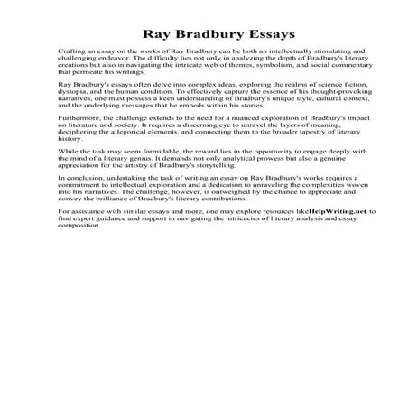 Ray Bradbury Essays. The Pedestrian notes | PDF