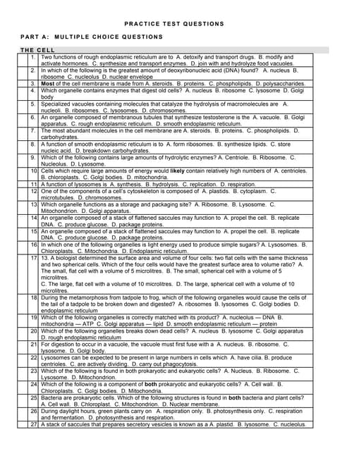 HSB Multiplechoice Questions (CSEC 2016) | DOC | Biological Sciences ...