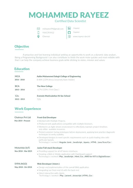 Mohammed Rayeez presentations