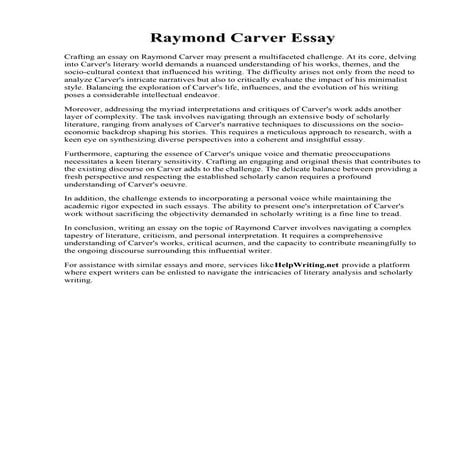 Raymond Carver Essay | PDF