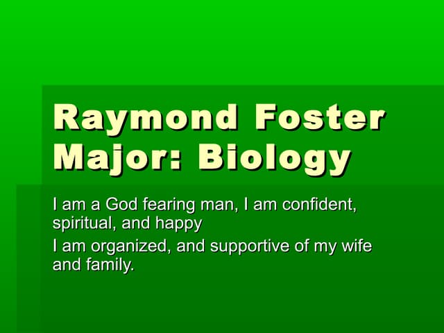 Raymond Foster presentations