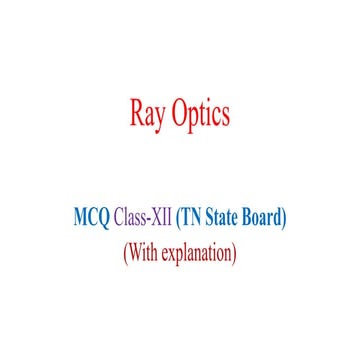Ray Optics MCQ Class XII.(TN State Board) pptx | PPTX