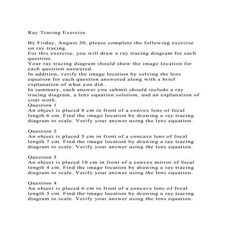 Ray Tracing ExerciseBy Friday, August 30, please complete the .docx