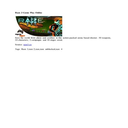 Raze 3 game play online | PDF