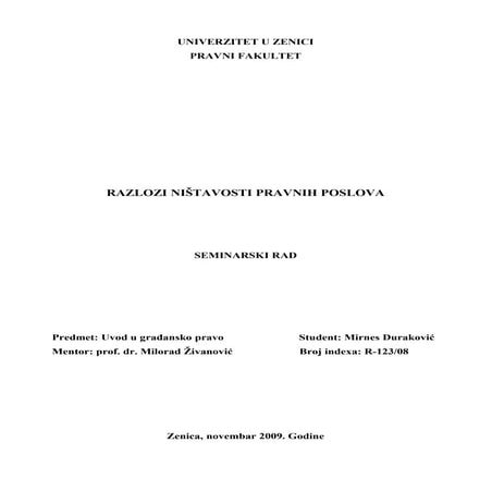 Razlozi nistavosti pravnih poslova ij | DOC
