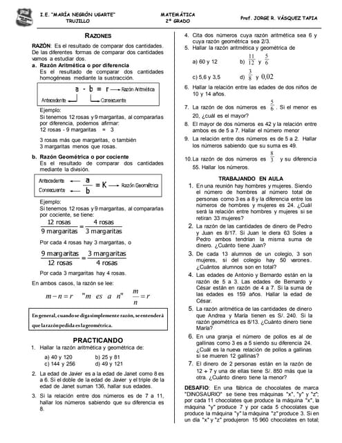 Problemas de razones y proporciones | PDF