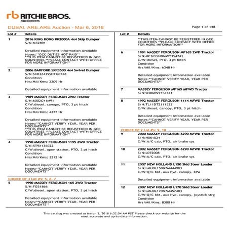 Ritchie Bros Catalogue for Dubai Machinery and Transport Sector Auction ...
