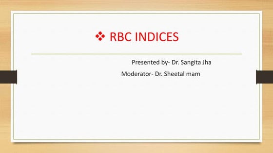 RBC Indices- MCV, MCH, MCHC II Blood Physiology | PDF