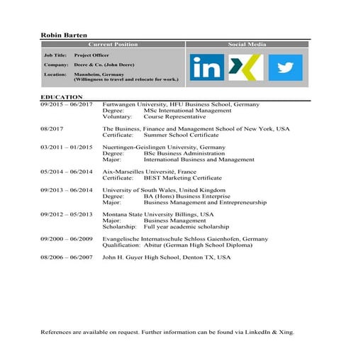 Cameron White LinkedIn Resume | DOCX