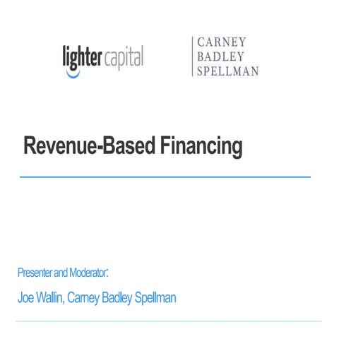 Revenue-based financing panel discussion - for lawyers | PPTX