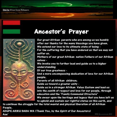 RBG Ancestor's Prayer Poster w HD Afrikan Sunset Wallpaper | PDF