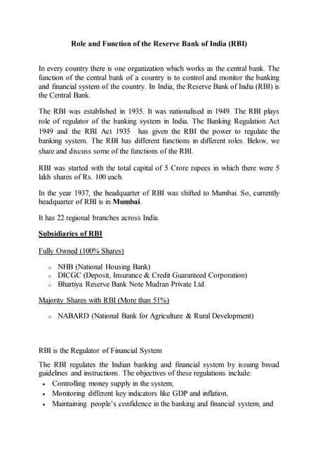 The reserve bank of india | PPT