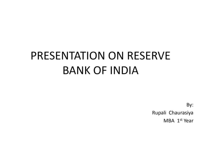 The reserve bank of india | PPTX
