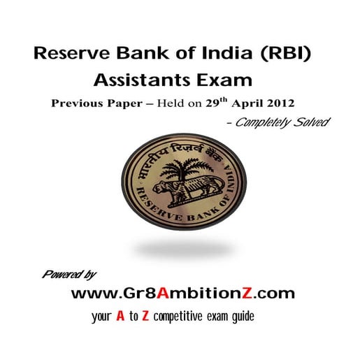 Rbi assistants previous paper gr8 ambitionz | PDF