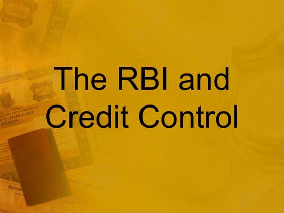 Credit control by RBI | PPT