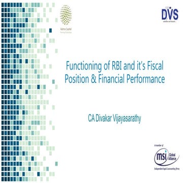 Functioning of RBI and Overview on its Financial Performance | PPT