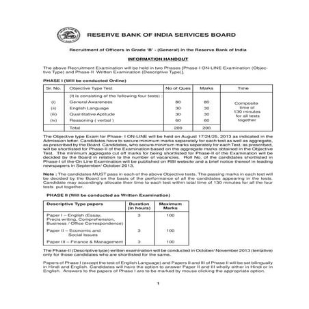 Rbi grade b handout | PDF
