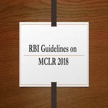 Rbi guidelines on mclr 2018 | PPTX