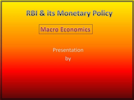 RBI and its role presentation | PPTX