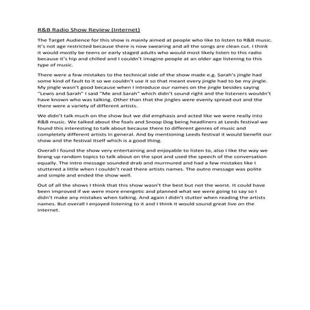 R&b internet radio review | DOCX