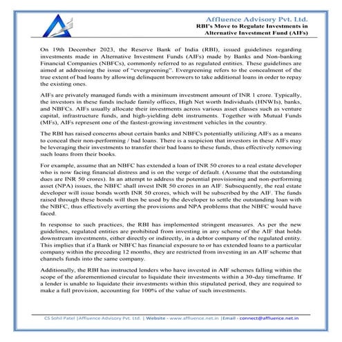 RBI's Move to Regulate Investments in Alternative Investment Fund (AIFs ...