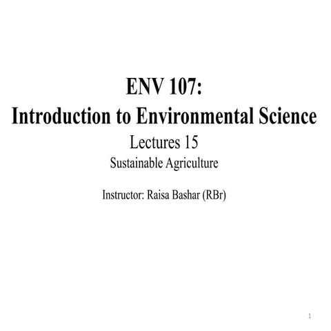R br env107 lec15 -sustainable agricuture | PPT