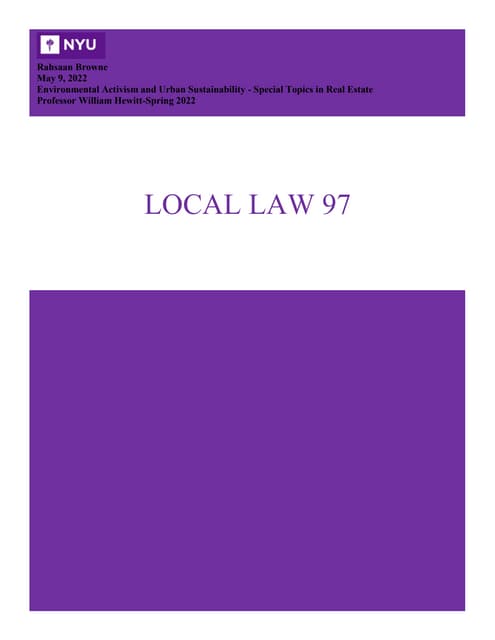 Local Law 97: A Groundbreaking Policy for a Sustainable Future | PPT