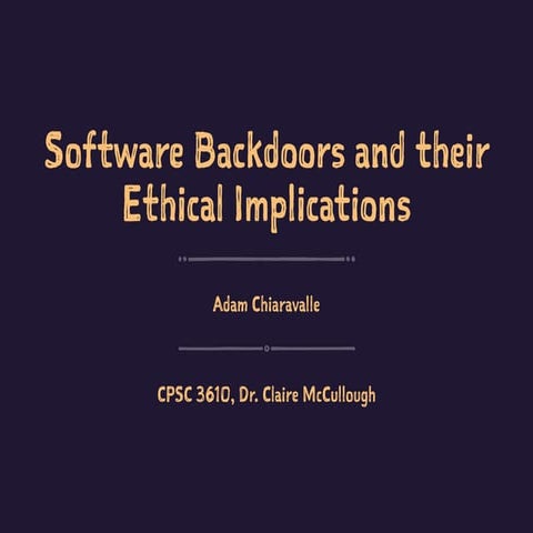 Software Backdoors, Chiaravalle | PPT