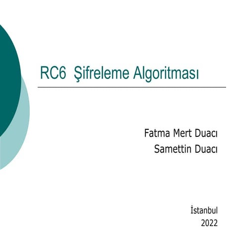 Rc6 Şifreleme Algoritması | PPT