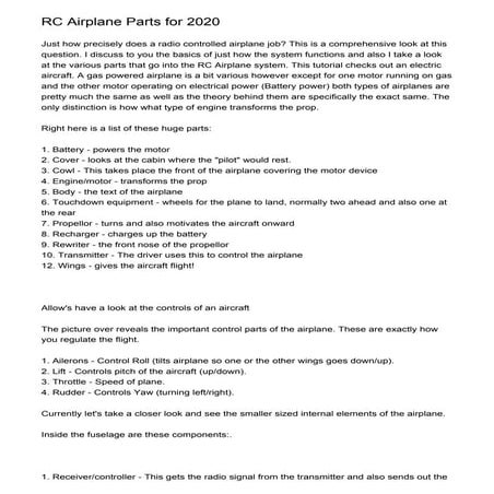 RC Airplane Parts for 2020 | PDF | Air Travel | Travel Type