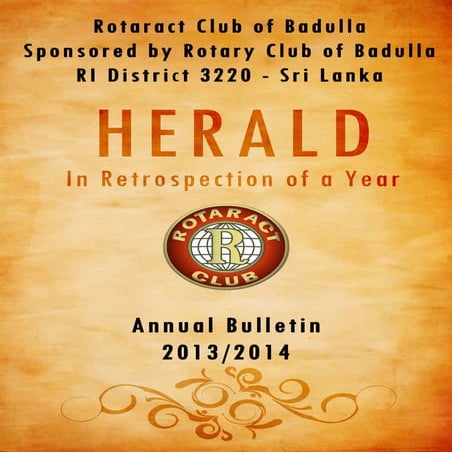 “Herald in Retrospection of a Year ” Rotaract Club of Badulla Annual ...