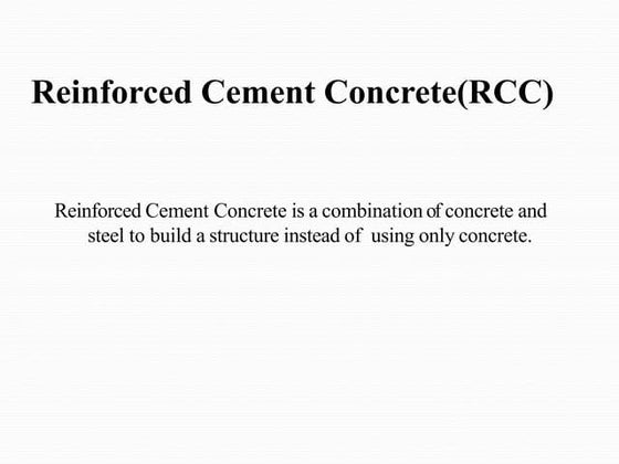 Reinforced Cement Concrete (RCC) | PPTX | Civil Engineering Industry ...