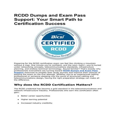 RCDD Dumps and Exam Pass Support_ The Smart Path to Certification ...