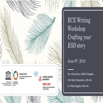 RCE Writing Workshop: Crafting your ESD Story | PPT