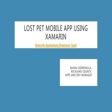 Lost Pet Mobile Using Xamarin | PPTX