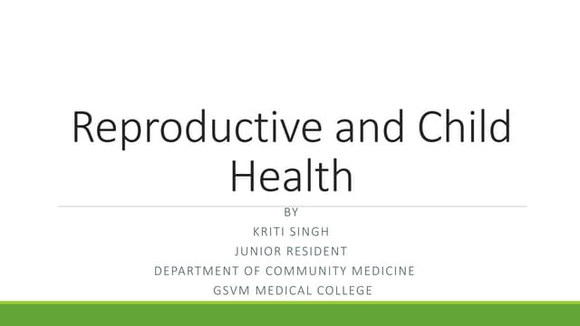 Reproductive and child health program | PPTX