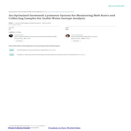 An optimized snowmelt lysimeter system for monitoring melt rates and ...