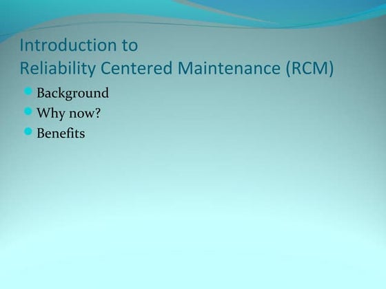 OCS Training - Reliability Centered Maintenance - 5 Days Course | PDF