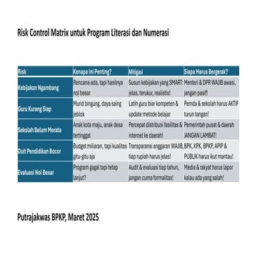 Risk Control Matrix Education Program Audit | PPT