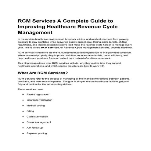 Healthcare Revenue Cycle Management: A Complete Guide | PDF