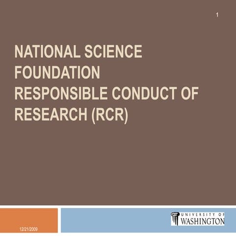 National Science Foundation Responsible Conduct of Research (RCR) | PPTX