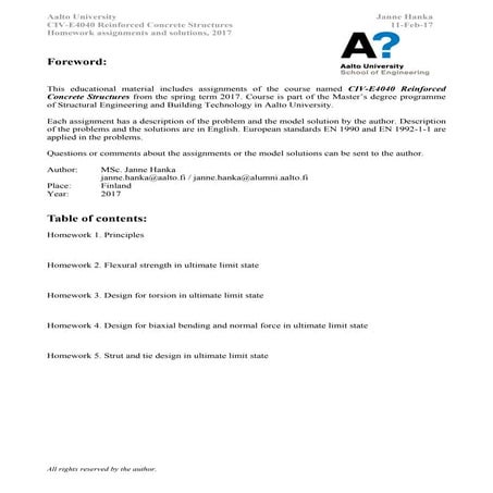 Reinforced concrete assignments 2017 | PDF