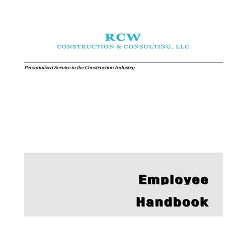 RCW Construction Employee Handbook | PDF