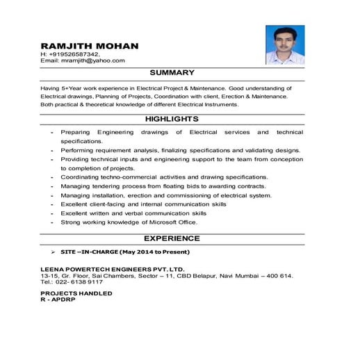 ELECTRICAL DESIGN ENGINEER LT & HT PANELS | PDF